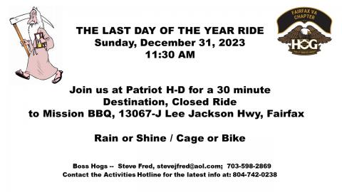 FHOG Last Day of The Year Ride 11:30am | Fairfax Chapter #5395 ...